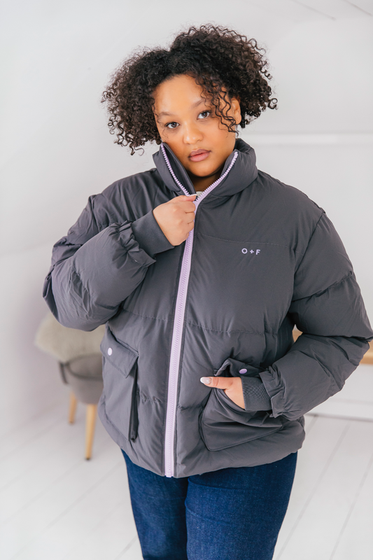 O&F Charcoal Grey Puffer Jacket
